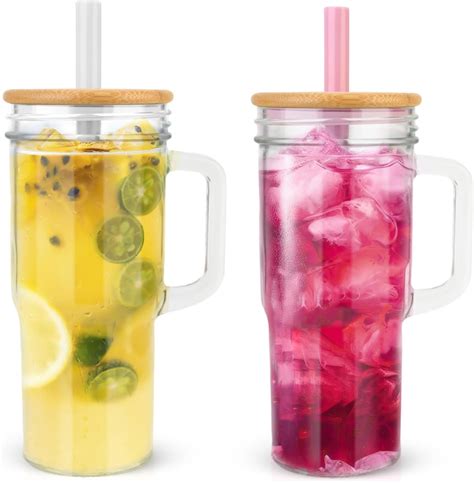 Luxfuel 24 Oz Wide Mouth Mason Jar Drinking Glasses Set Of 2 Only