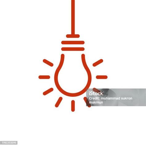 빨간 매달려 전구 같은 통찰력 기호 아하 모멘트 또는 퀴즈 기호의 개념 또는 상자 밖에서 생각하십시오 Outline Trend 더 효율적 Logotype 그래픽 웹 디자인
