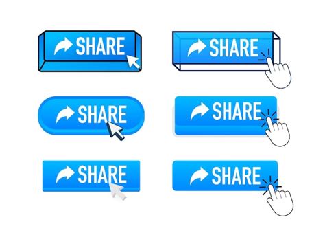premium vector share with pointer clicking share web buttons set user