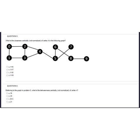 Solved Question 5what Is The Closeness Centrality Not