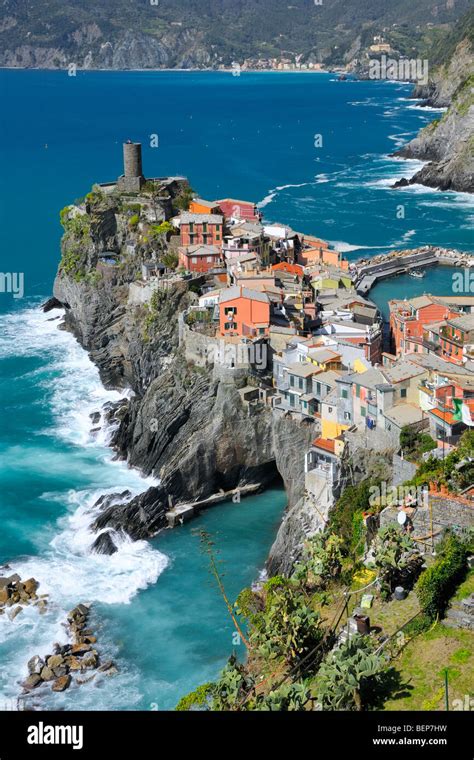 The Watch Tower On Top Of The Cliff Overlooking The Bay And Village Of