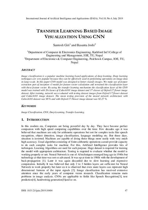 Pdf Transfer Learning Based Image Visualization Using Cnn