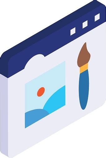 브라우저 기본 페인트 브러시 도구 아이소 메트릭 개념 디지털 아트웍 프로그램 벡터 평면 디자인 웹 디자인 및 개발 기호 사용자