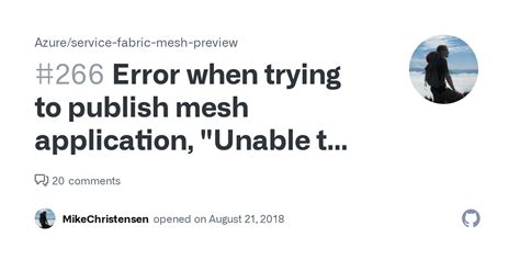 Error When Trying To Publish Mesh Application Unable To Edit Or Replacetest Previous