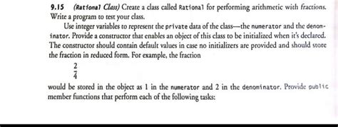 Solved 9 15 Rational Class Create A Class Called Rationa Chegg