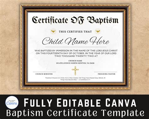 Modelo De Certificado De Batismo Modelo Canva Batismo De Menino