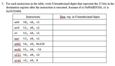 Answered 3 For Each Instruction In The Table Bartleby