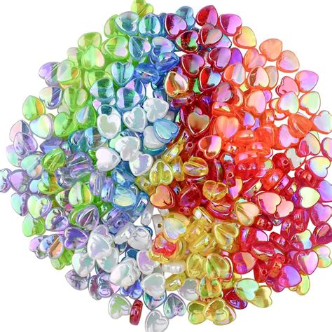 300 Pcs Acrylic Heart Shape Beads For Jewelry Making Craft