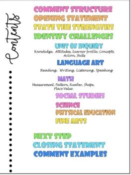 Report Card Comments IB PYP Differentiated By Homegrown Inquirer