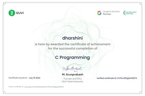 Dharshini Venkatesh On Linkedin Cprogramming Isocertificate