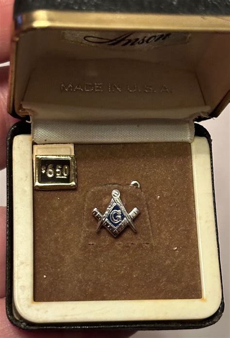 Vintage Masonic Freemason Anson Sterling Silver Mason Tie Pin New In