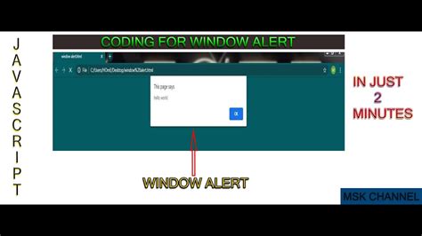 coding for window alert window alert javascript how window alert appear on browser msk
