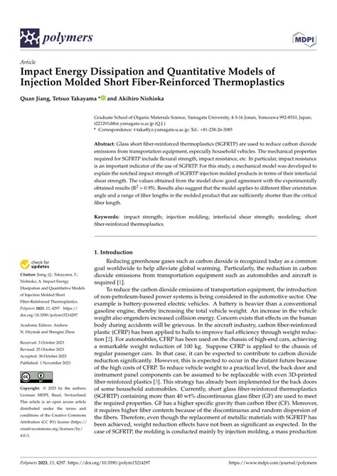 Pdf Impact Energy Dissipation And Quantitative Models Of Injection Molded Short Fiber