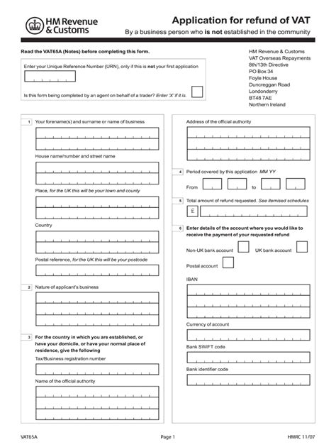 2007 Form Uk Vat65a Fill Online Printable Fillable Blank Pdffiller