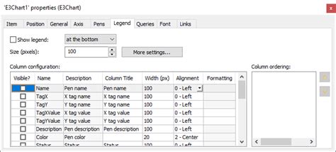 E3Chart Settings Legend Tab