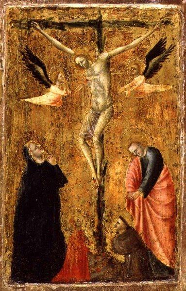 Pd 8 1955 《耶稣受难图》，包括圣母和圣徒。传道者约翰、阿西西的弗朗西斯和抹大拉的马利亚，约1345年（面板上的蛋彩画）。