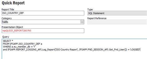 Quick Report Usage IFS Community