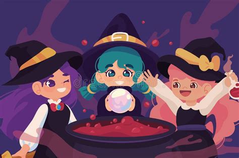Halloween Cute Witches Stock Vector Illustration Of Witch 253866678