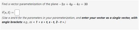 find a vector parameterization of the plane