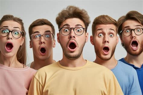 Premium Photo Startled Group Of Friends React To Unexpected Sight