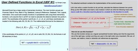 Writing Excel User Defined Functions In Vba Part 1 The Distance