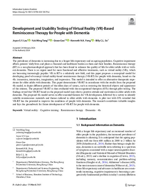 Pdf Development And Usability Testing Of Virtual Reality Vr Based Reminiscence Therapy For