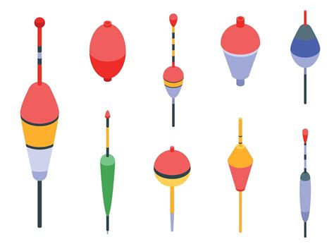 Bobber Icons Set Isometric Style 8857834 Vector Art At Vecteezy