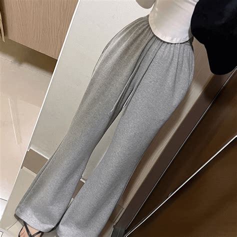 [골반업] 하이웨스트 세미 부츠컷 밴딩 키작녀 봄 여름바지 면 트레이닝 나팔 팬츠 에이블리