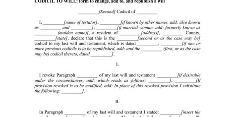 Florida Codicil Form ≡ Fill Out Printable Pdf Forms Online