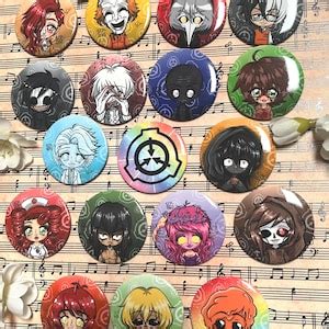 SCP Chibi Anime Pinback Buttons Etsy