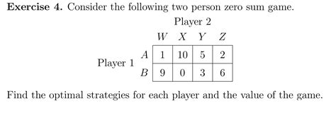 Solved Exercise 4 Consider The Following Two Person Zero