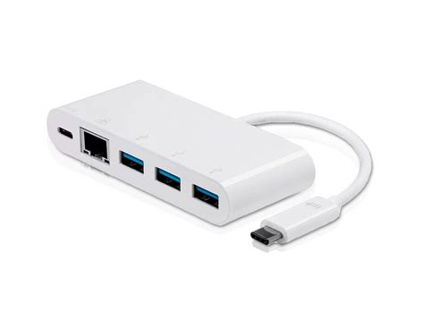 Monoprice Select Series Usb C To 3 Port Usb 3 0 Hub Gigabit Ethernet
