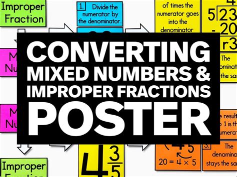 Converting Mixed Numbers And Improper Fractions Math Classroom Decor Math Anchor Charts Math