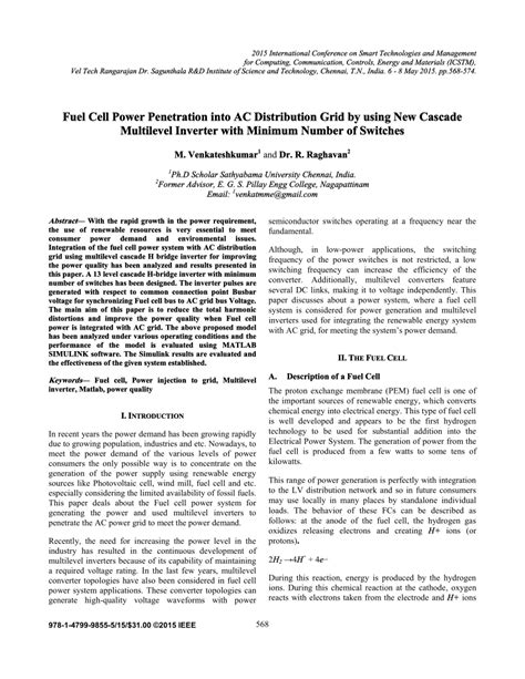 Pdf Fuel Cell Power Penetration Into Ac Distribution Grid By Using New Cascade Multilevel
