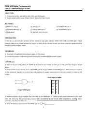 Lab Basic Logic Gates Docx TECH Digital Fundamentals Lab Basic Logic Gates