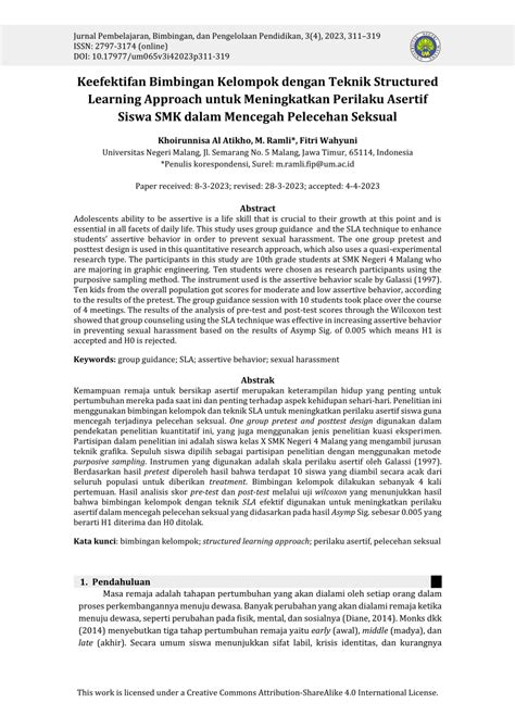 Pdf Keefektifan Bimbingan Kelompok Dengan Teknik Structured Learning