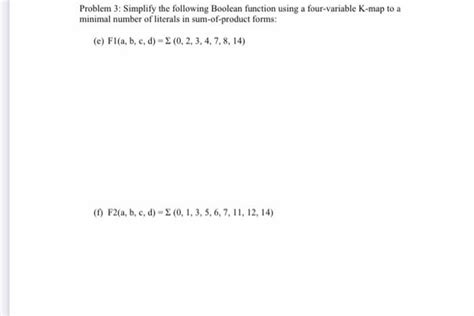 solved problem 3 simplify the following boolean function