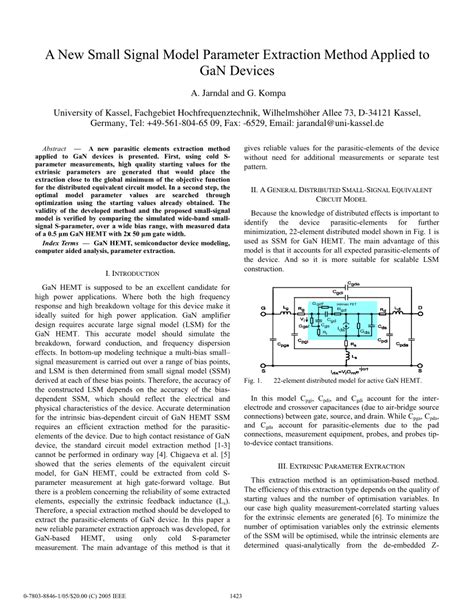 Pdf A New Small Signal Model Parameter Extraction Method Applied To Gan Devices