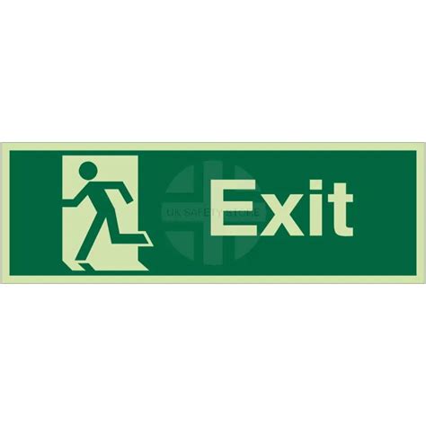 Exit Man Running Left Glow In Dark Sign UK Safety Store
