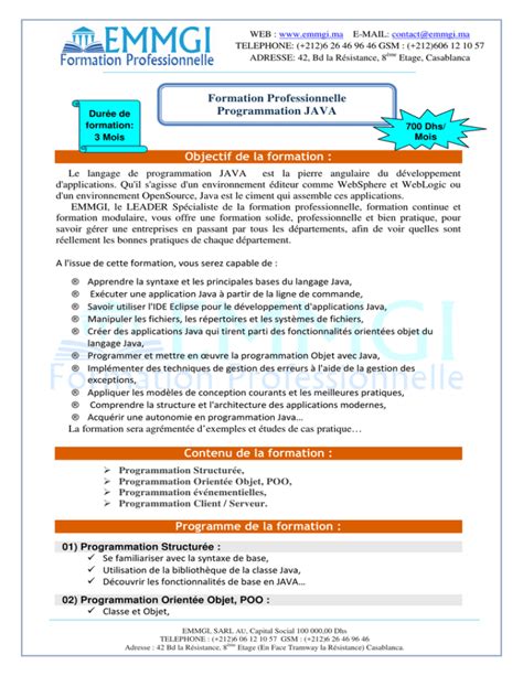 Formation Programmation Java