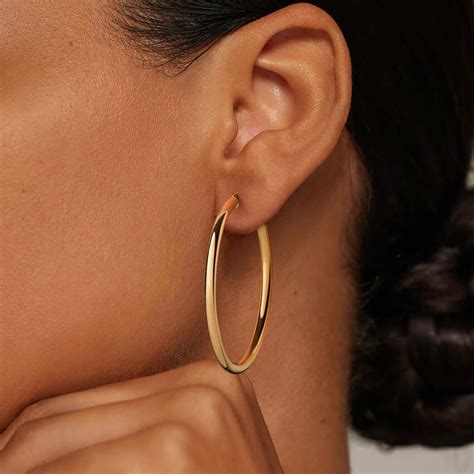 3mm Medium Perfect Hoop Earrings In 14k Yellow Gold Brilliant Earth