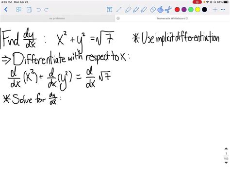⏩solvedfind D Y D X Assume A B C Are Constants X2y2√7 Numerade
