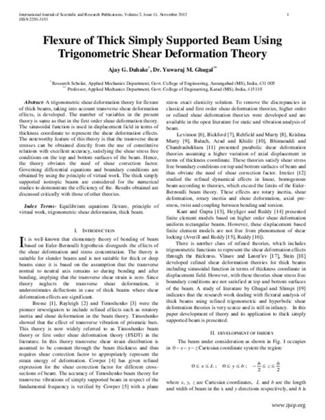 Pdf Flexure Of Thick Simply Supported Beam Using Trigonometric Shear Deformation Theory