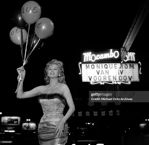 Monique Van Vooren Poses With Balloons Before Performing At Mocambos