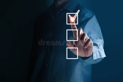 Business Man S Hand Ticking A Check Mark Correct Stock Image Image Of