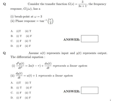 Solved 3 Consider The Transfer Function G 8 2011 The Chegg Com