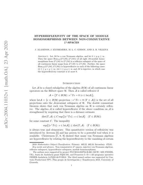 Pdf Hyperreflexivity Of The Space Of Module Homomorphisms Between Non Commutative Lp Spaces