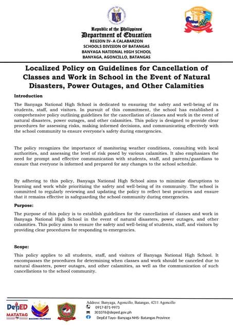 Localized School Guidelines In Class Suspensiondocx