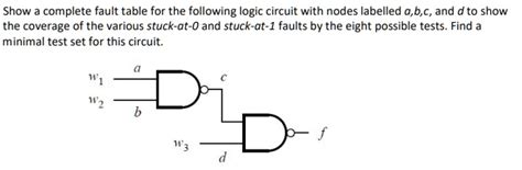 Show A Complete Fault Table For The Following Logic Circuit With Nodes Labelled Abc And D To