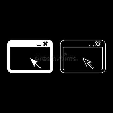Window Application With Arrow Browser Concept Web Page Icon Outline Set White Color Vector